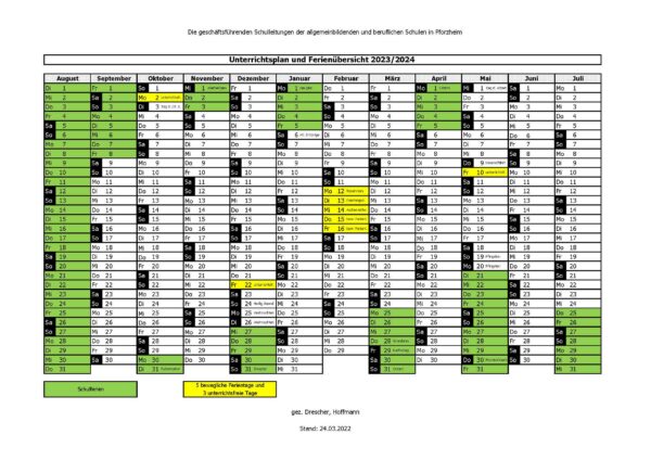 Ferienplan Schuljahr 2023/204 – Insel Grundschule